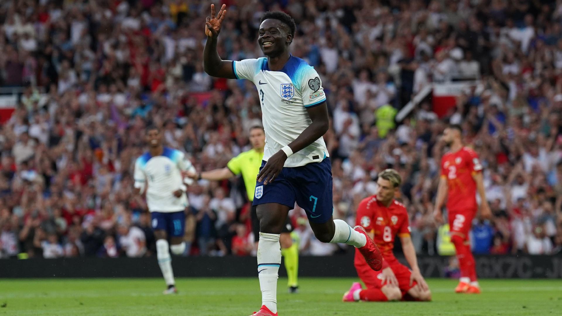 Bukayo Saka scores hat-trick as ruthless England put seven past North ...